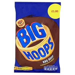 Hula Hoops Big Hoops BBQ Beef Flavour Potato Rings Crisps & Snacks 96g ...