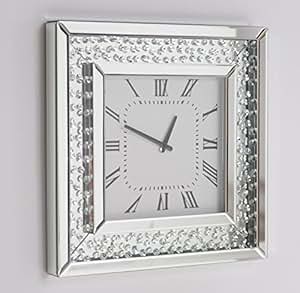 A Floating Crystal Wall Clock with Bevelled Mirror Glass - Square Wall ...