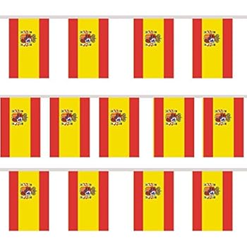 10m plastic Spanish flag bunting spain with crest party decoration ...
