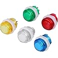 24mm Momentary Push Button Switch, 5PC 5V Jumbo LED Illuminated Push Button Self-resetting Push ...