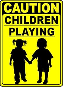 Caution Children Playing Sign LARGE: Amazon.co.uk: Car & Motorbike