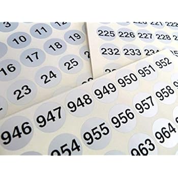 Silver 25mm Round Consecutive, Sequential Number Sequence Labels, Numbering Stickers, from 1-210 ...