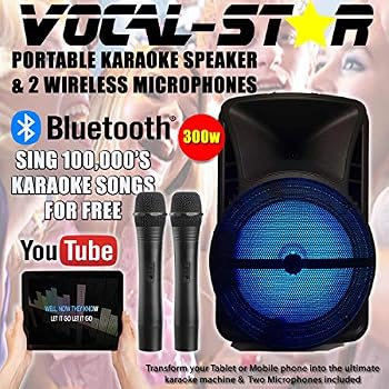Vocal-Star Karaoke Machine & PA Speaker With Bluetooth & 2 Microphones ...