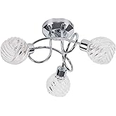 MiniSun Contemporary 3 Way Polished Chrome Curved Arm Flush Ceiling ...