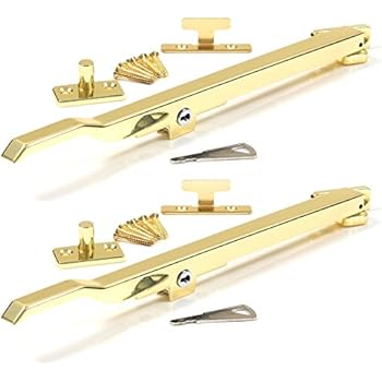 2x Brass Casement Locking Stay Arms - 10" Window Handles: Amazon.co.uk ...