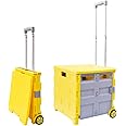 35kg Folding Shopping Trolley Storage Boot Cart Box Yellow and Grey ...