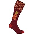 JACK PYKE Diamond Shooting Socks with Garters , Burgundy/Gold, 8 -11 UK ...