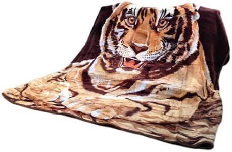 Extra Large Sitting Tiger Animal Print Mink Faux Fur Throw Blanket with ...