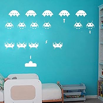 Space Invaders - Wall Decal Art Sticker lounge living room bedroom hall ...