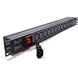 kenable Power Distribution Unit C20 to C13 12 Way IEC Socket 19 inch Horizontal PDU 16A [12 Way ...