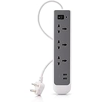 Syska 3 Way 1500 Watts Universal Sockets Power Strip with 2 USB Ports ...