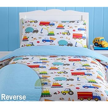 BOYS TRANSPORT CAR BUS & TRUCK BEDDING - SINGLE DUVET COVER SET: Amazon ...