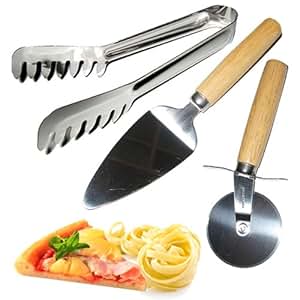 Pizza Cutter + Noodle Tongs + Pizza Lifter Pizza & Pasta - SET 3 Teilig ...