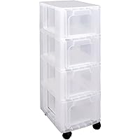 Really Useful Plastic Storage Box Slimline Storage Tower 4x6 Litre Clear Frame with Drawers ...