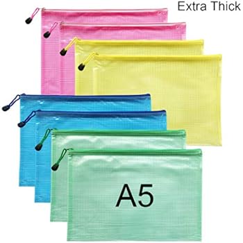 10 Pack Zip File Bag A5 Zipper File Wallet Document Folders Ziplock ...