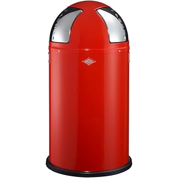 Wesco Push Two Powder Coated Steel Waste Recycling Bin, 50 Litre, Red ...