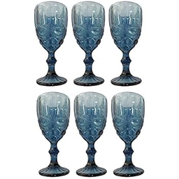 Vintage Style Retro Baroque Wine Goblet Smoked Glass Drink Glasses (set ...