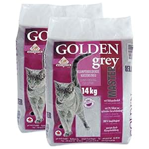 pet-earth Golden Grey Master Katzenstreu mit Babypuderduft 2x14kg ...