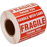 True-Ally 1 Roll Fragile Stickers - 3"x 1" Strong Adhesive Red Fragile ...