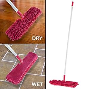 2 in 1 Mega Mop Pink Microfibre 360 Swivel Flip Action Double Sided Mop ...