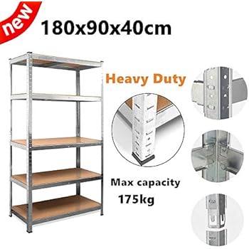 Heavy Duty Metal Storage Racking Garage Shelving Warehouse 5 Tier Unit ...