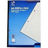 Silvine 160 Page A4 Refill Pad, Side Bound and Punched 4 Holes. Ruled ...