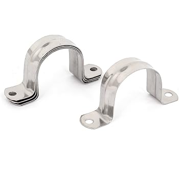 40mm High 304 Stainless Steel Pipe Strap Clips Fasteners Holders 5Pcs ...