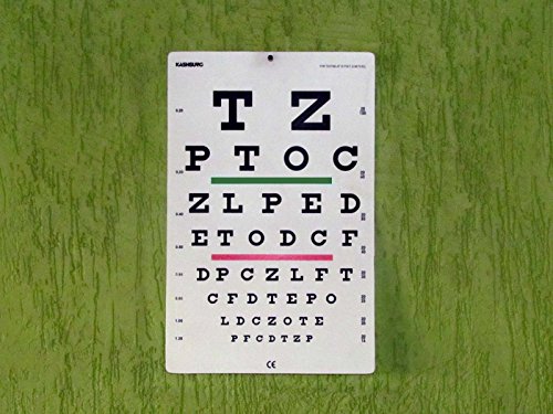 Snellen Optometric Chart with Red Green Lines 20 Feet (6 Meters) | Nakosite
