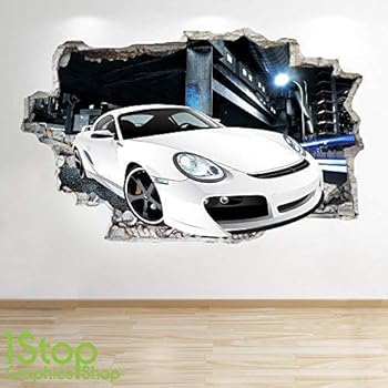 1Stop Graphics Shop FERRARI WALL STICKER 3D LOOK - BOYS KIDS BEDROOM ...