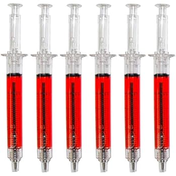 Novelty Imitation Blood Syringe Ball Point Pen: Amazon.co.uk: Office ...