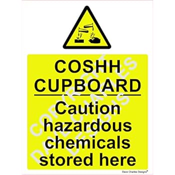 COSHH Cupboard Safety Sign - Self Adhesive Vinyl Sticker 150mm x 200mm ...