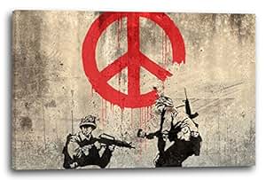 Printed Paintings Stampa su Tela (60x40cm): Banksy - Soldati dipingono ...