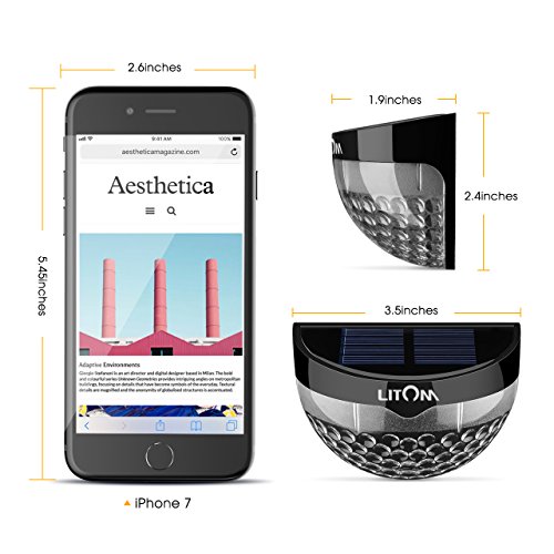 Litom Solar Fence Lights Solar Lights Garden Outdoor Solar Security ...