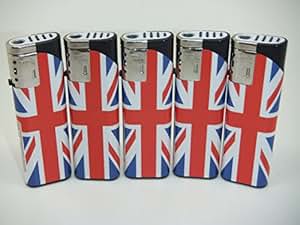 5 x UNION JACK LIGHTERS, Soft Flame, British Flag: Amazon.co.uk: Sports ...