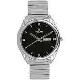 Titan Men's Timeless Style Analog Watch: Refined Black Dial and Metal ...