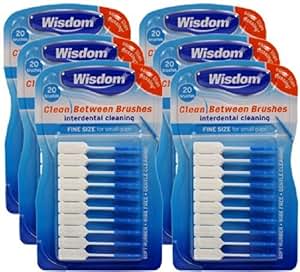 6x Wisdom Clean Between Interdental Brushes - Pack of 20 - Size Fine ...