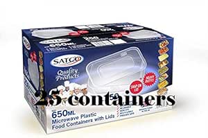 25 Microwave Plastic Food Takeaway Heavy Duty Satco Containers with ...