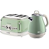 Ariete Retro Style Dome Kettle and 2 Slice Toaster Set, Vintage Design ...