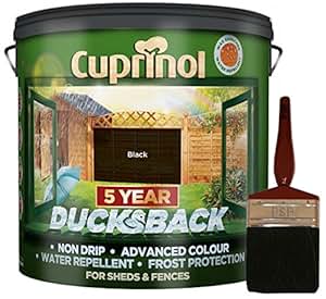 New 2018 Cuprinol Ducksback Shed & Fence Paint 9 Litre BLACK. Non Drip ...