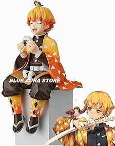 Buy Blue Aura Demon Slayer Zenitsu Agatsuma Action Figure Perching ...
