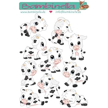 Amazon.de: Bambinella® Stickerparade - Motiv: Kuh - 10 Sticker aus PVC ...