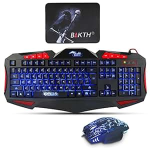 Gaming Keyboard and Mouse Sets - BAKTH 3 Cool Colors LED Backlit Wired ...