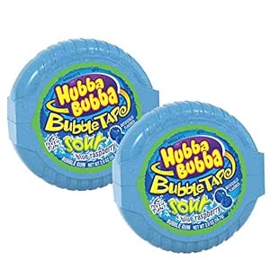 Hubba Bubba Sour Blue Raspberry Bubble Tape Pack of 2 Pouch, 2 x 56 g ...
