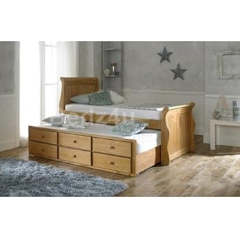 Captains Oak Single Bed with Storage and Guest Bed: Amazon.co.uk ...
