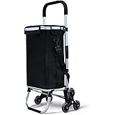 VOUNOT® Folding Shopping Trolley on 6 Wheels, Aluminium Lightweight Shopping Cart with Insulated ...