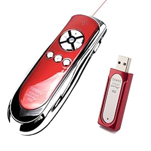Duronic SP400 (Red/Chrome) Smart-Pointer 2.4Ghz RF Wireless Presenter ...