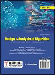 Buy Design and Analysis of Algorithm for SPPU 19 Course (TE - SEM V ...