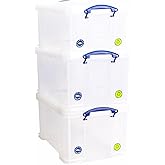 Really Useful Nestable Plastic Storage Box 43 Litre Clear (Pack of 3 ...