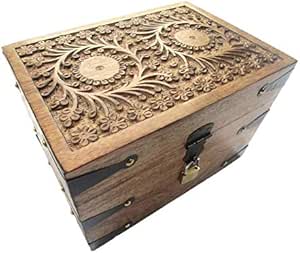 24GS Wooden Chest Treasure Box with Lock : Amazon.co.uk: Home & Kitchen