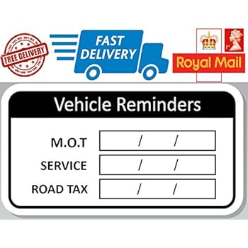 100 x Vehicle Reminder Labels Next Service MOT Road Tax Stickers With ...